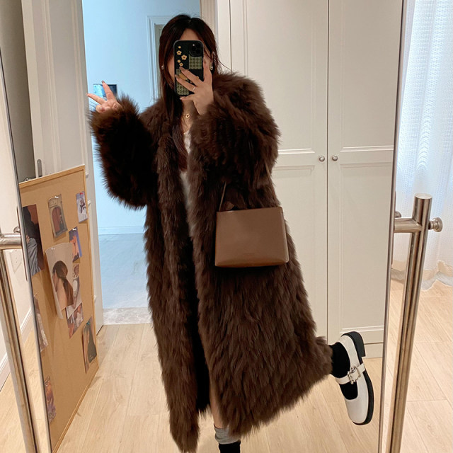 Ukiyo -painted fox wagers lengthened model 2024 New Winter Navy Ling ...