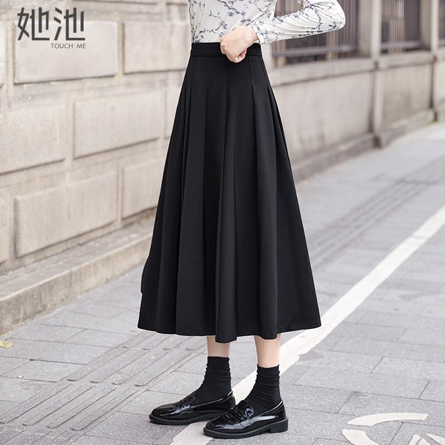 Her Chi retro style skirt 2025 spring new women's simple wind, high waist, thin zipper A -line ...
