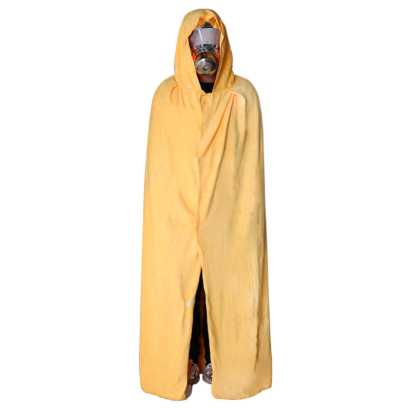 Fire Blanket Cloak for High-Rise Escape with Gas Mask Respirator