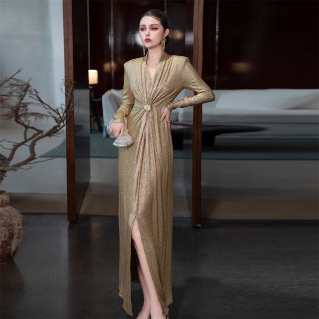 ZIZM temperament queen style light luxury evening dress autumn formal ...