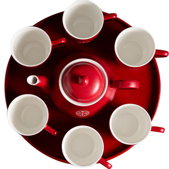 Wedding Festive Tea Set - Newly Married Red Hi Teapot Teacup
