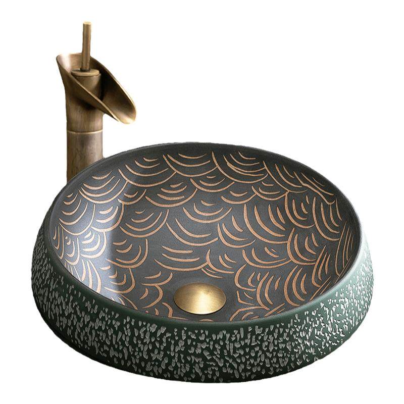 Xinhe Tz1521 Ceramic Round Undercounter Basin - Retro Semi-Embedded ...