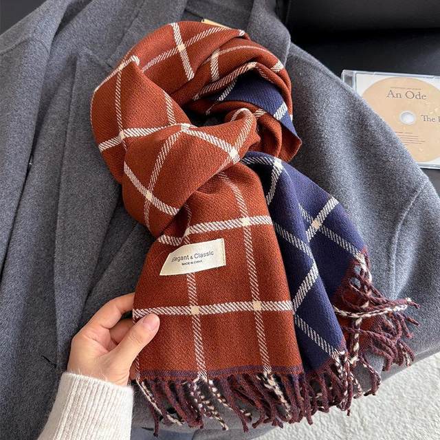 Autumn and winter new Nordic simple houndstooth plaid scarf British ...