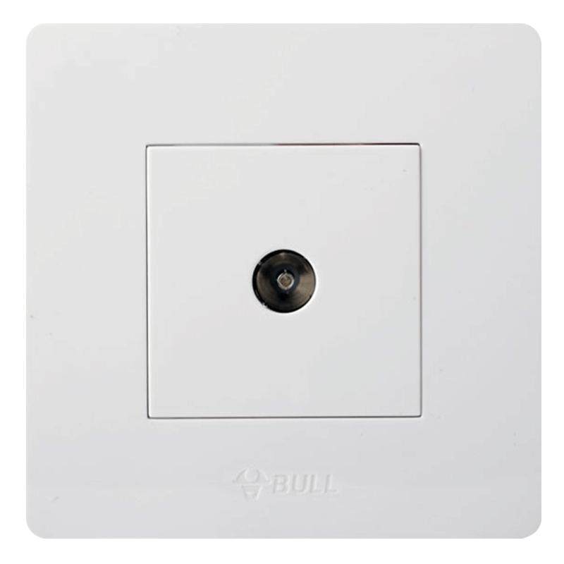 Bull 86 Type CCTV Cable Socket - Ivory White, Single TV Connection