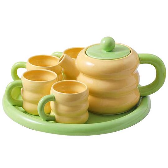Korean Ceramic Tea Set - 6pc Herbal Tea Set for 4 People