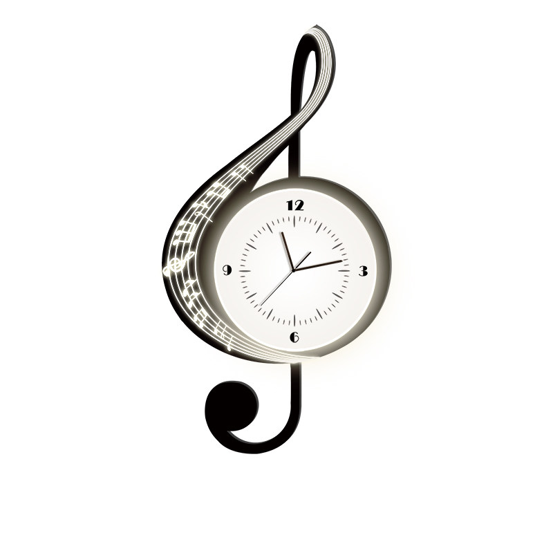 Music note wall clock living room light luxury tv background wall ...