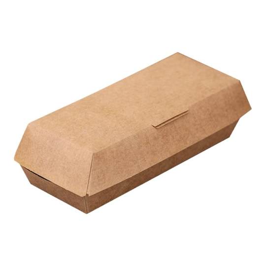 Kraft Paper Hot Dog Box | Rectangular Disposable Takeaway Packaging ...