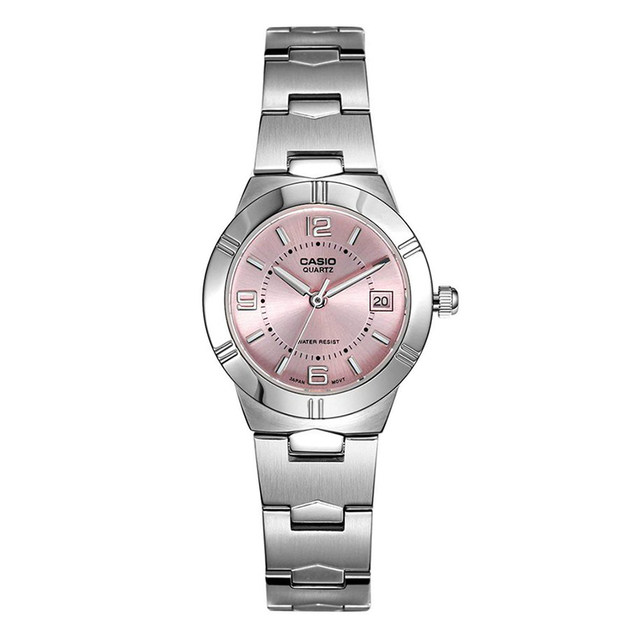 Casio watch female cherry blossom pale pink simple small fashion steel ...