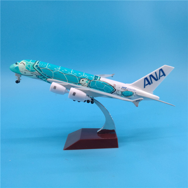 18cm wheel ANA all -day air A380 green flying sky turtle aircraft model swing collection Flying Honu