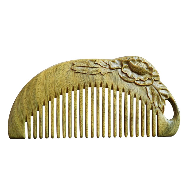 Green Sandalwood Comb Whole Wood Carved Jade Sandalwood Anti-Static ...