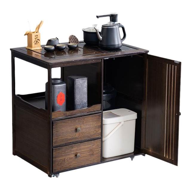Mobile tea table, household small tea table, balcony wheeled tea cart ...