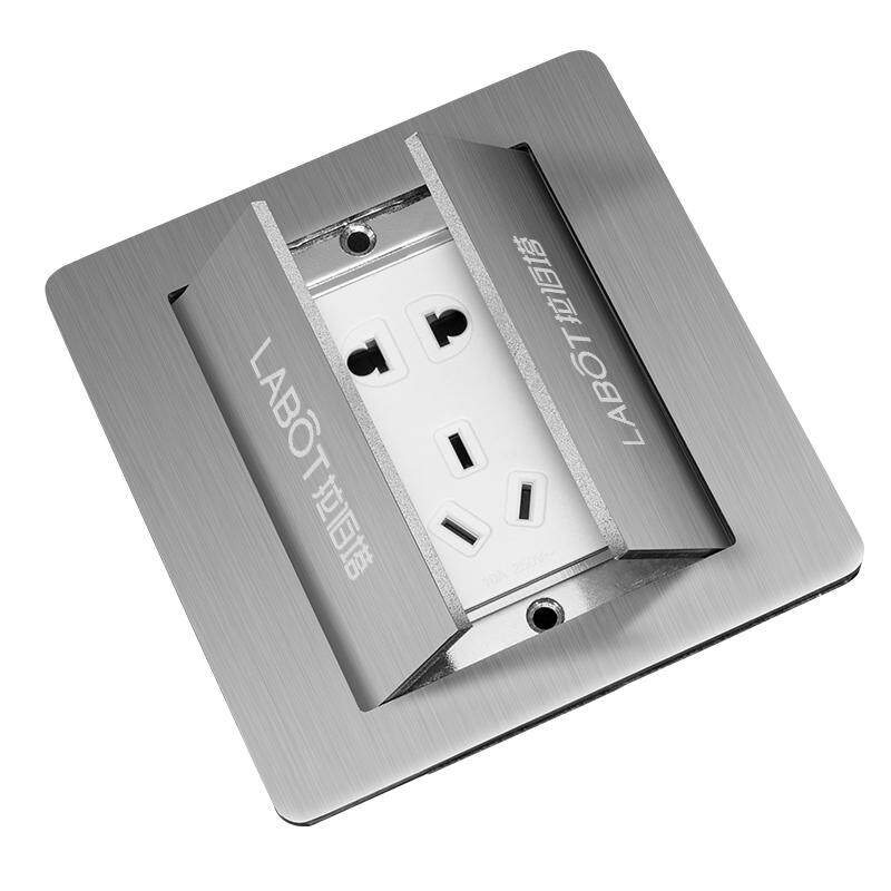 Silver Gray Floor Socket Hidden Ultra-Thin Invisible Stainless Steel Waterproof Computer Five ...