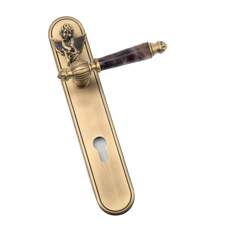 Olrvli Bronze Angel Door Lock - Retro Crystal Double Deadbolt - 85mm