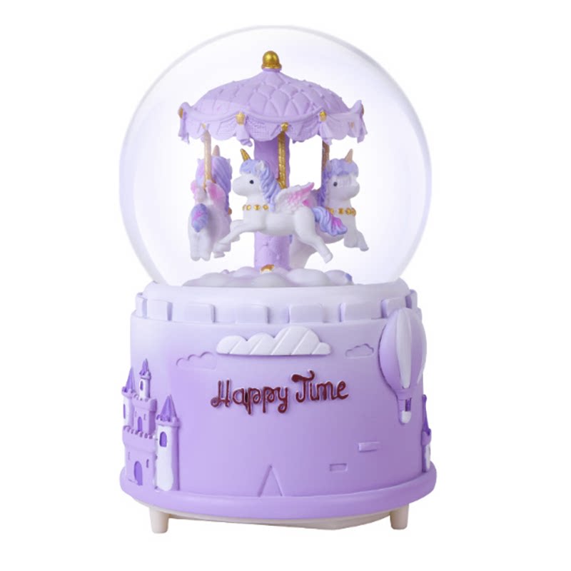 Zakka Princess Crystal Ball Carousel Music Box - Birthday Gift for Girls