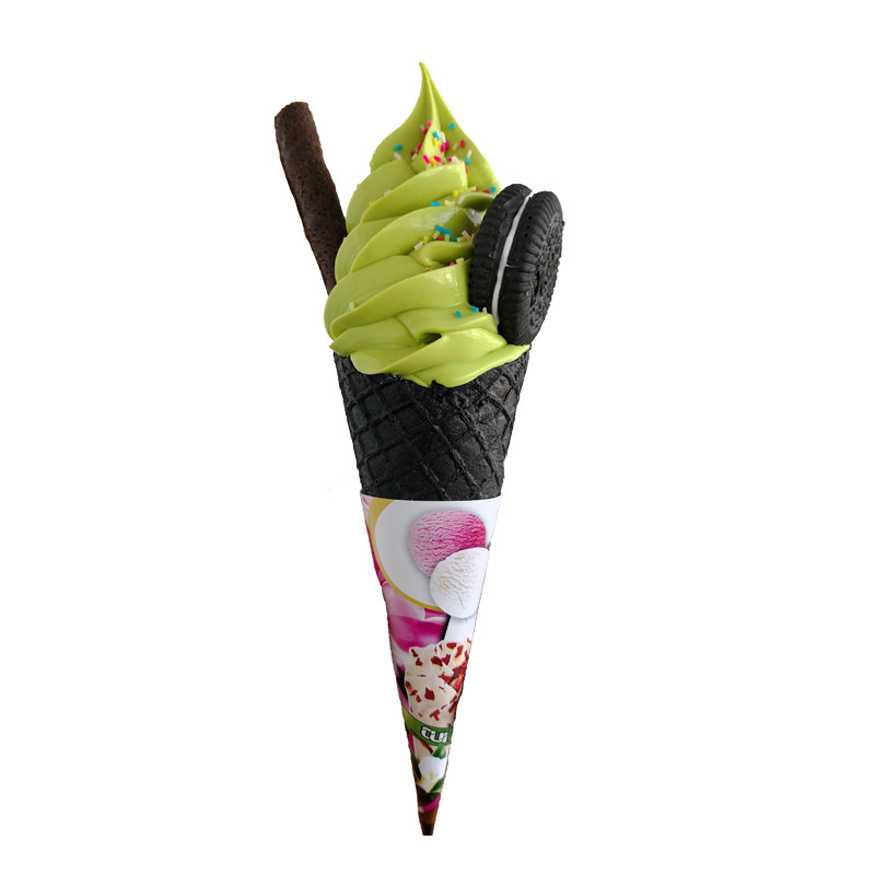 Bamboo Charcoal Ice Cream Cones - Crispy Black Lace Cones for Desserts