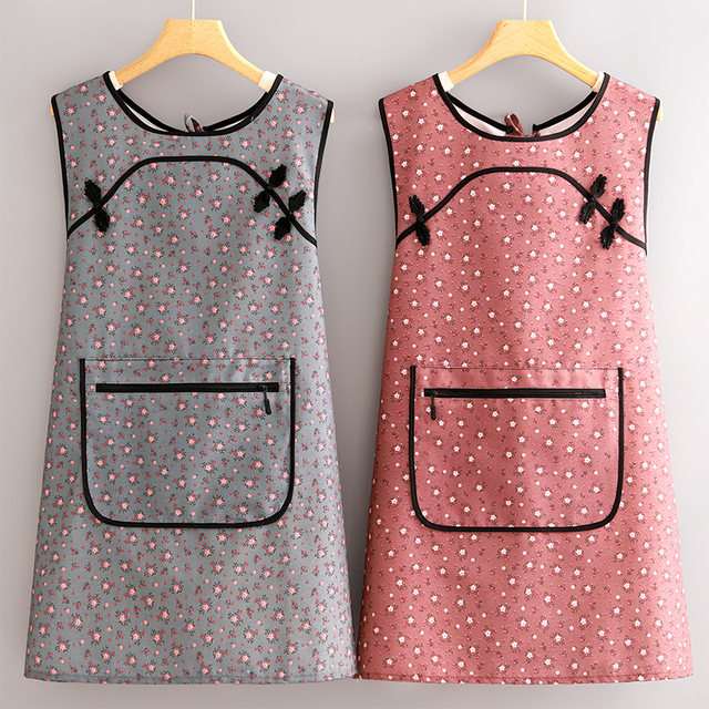Chinese style retro canvas apron kitchen household anti-fouling ...