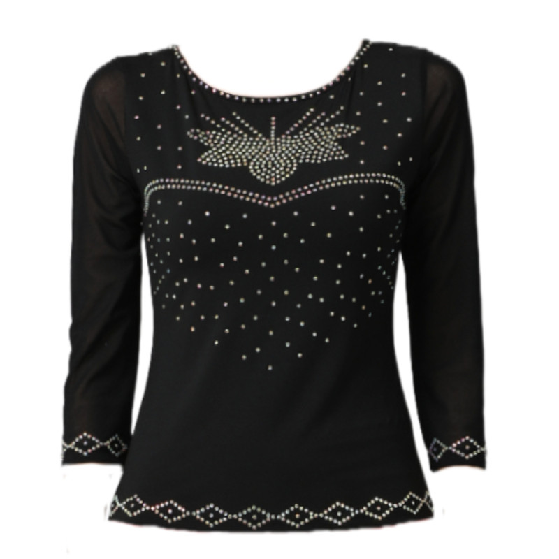 Costumes de danse diamant ajustés pour adultes, hauts d'exercice ...