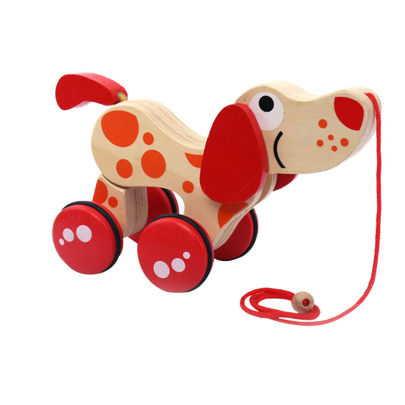 Wooden Baby Pulling Toy - Animal Cart for 1-3 Year Olds