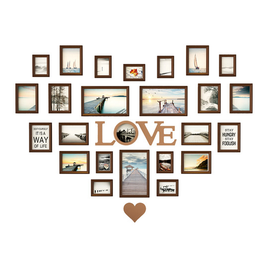 Heart-Shaped Photo Wall Frame Set for Family Room Decor - No Drill ...