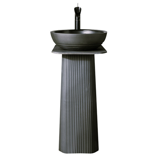 Black Gold Pedestal Basin - Outdoor Floor-Standing Integrated Villa ...