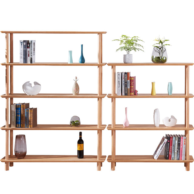 Solid wood bookshelf multi -layer storage rack landing storage frame ...