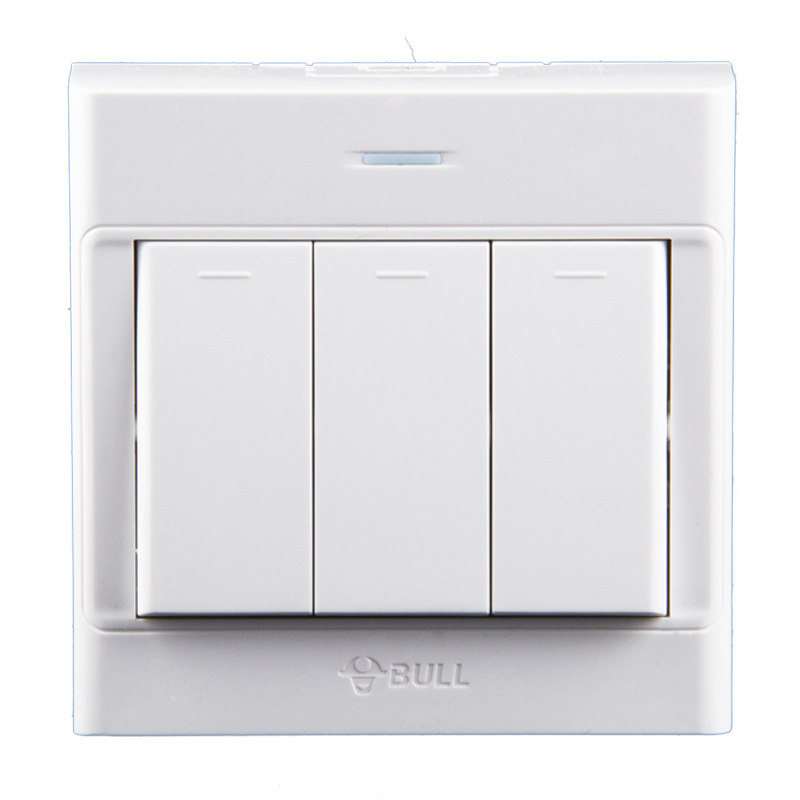 Bull 3-Gang Light Switch - Open-Fit, Single-Control, Ivory White