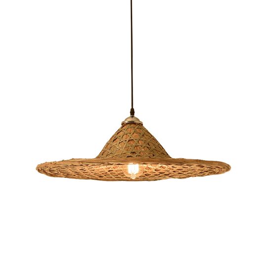 Bamboo Art Straw Hat Chandelier for Farmhouse Restaurant Decor