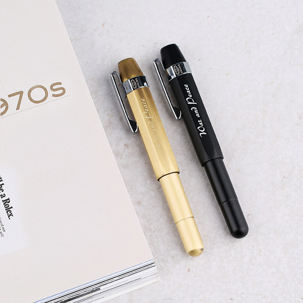 Telek Alpha brass retro travel short steel pen pocket pen detailed EF ...
