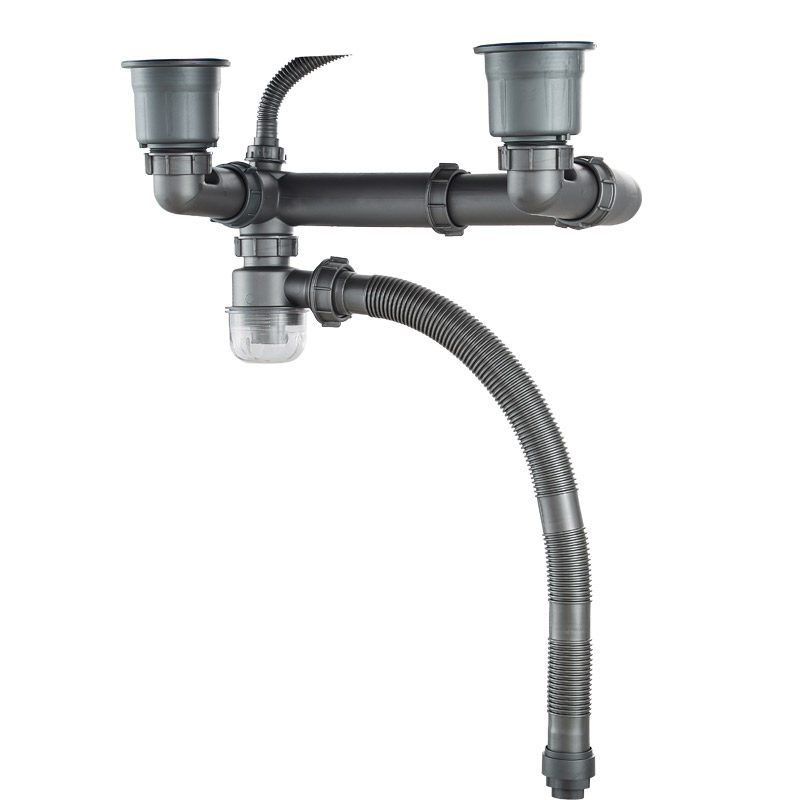 Kitchen Sink Double Sink Drain Pipe Accessories Stainless Steel Drain ...
