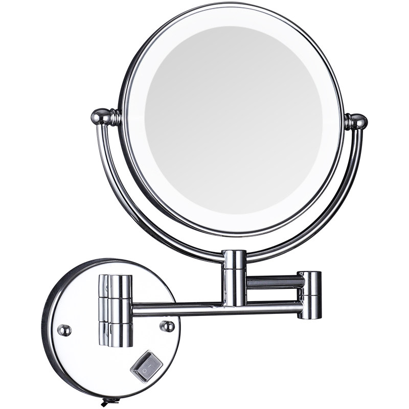 Bathroom Makeup Mirror LED with Light Retractable Folding Mirror Beauty ...
