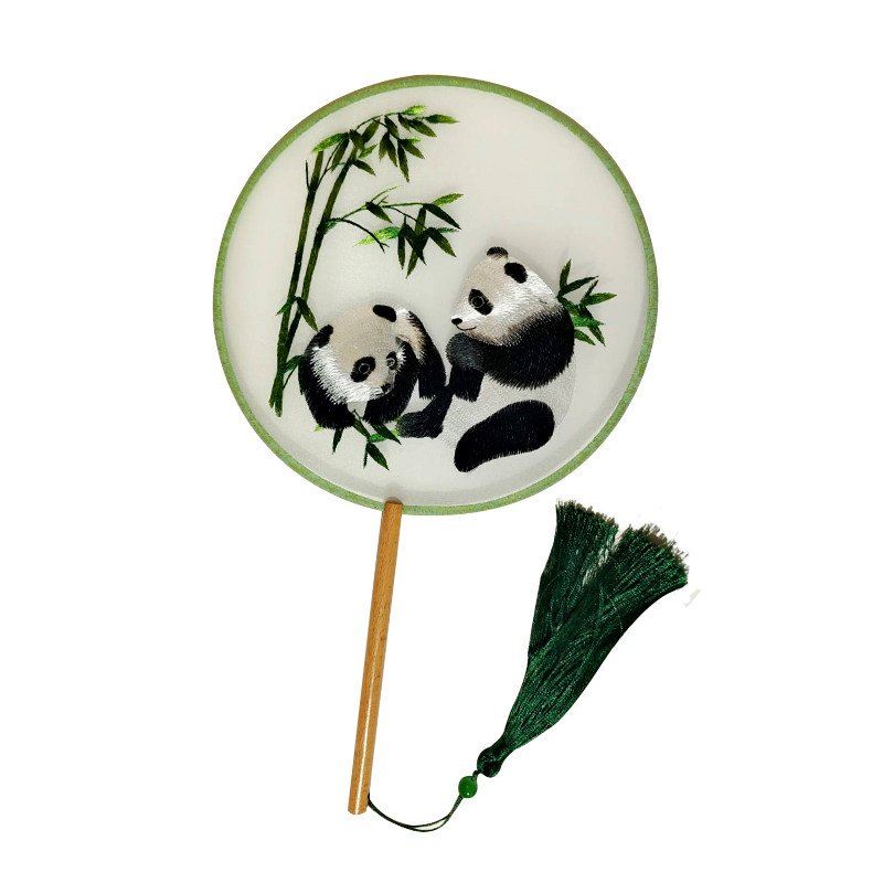 Silk Embroidered Round Fan - Chinese Style Handheld Fan