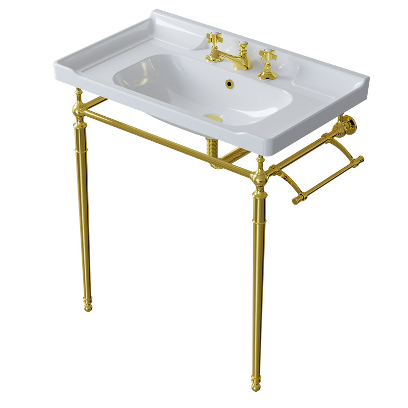 Ceramic Washbasin Cabinet - Retro Floor-to-Ceiling Washstand Combination
