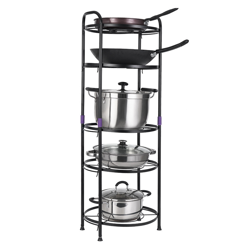 Kitchen Storage Rack - Multi-Layer Floor-Standing Pot Rack for Black ...