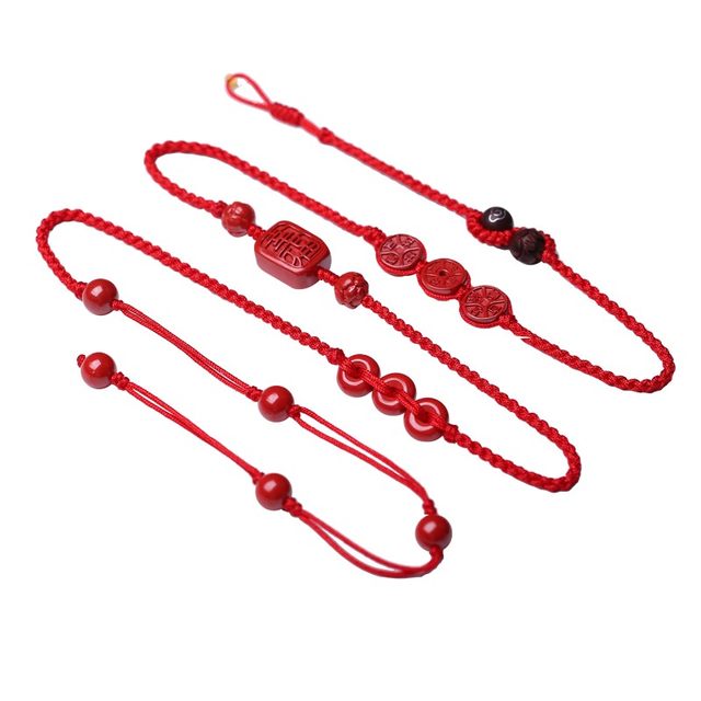 Cinnabar Nian Dianzhu red waist chain female small leaf rosewood belt ...
