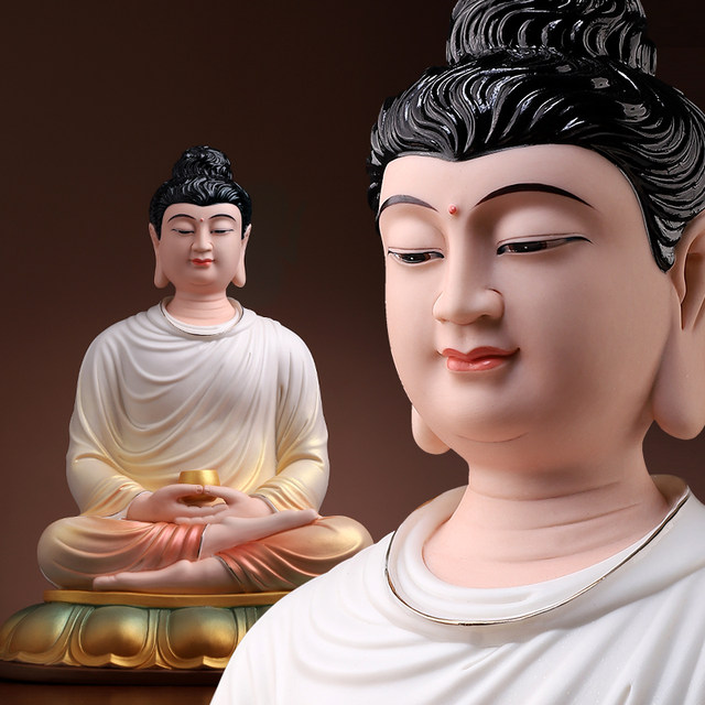 Qizhen Ceramics Painted Sitting Lotus Sakyamuni Rulai Amitabha Buddhist ...