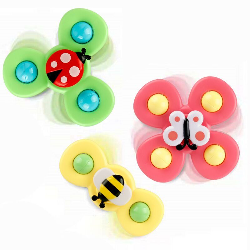 Suction Cup Spinning Top Toys for Babies & Toddlers - Floral Animal Design