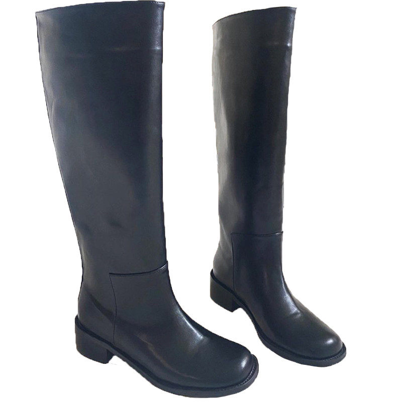 Giày Boot Cao Gót Chunky Thời Trang Hàn Quốc Màu Nâu Nữ