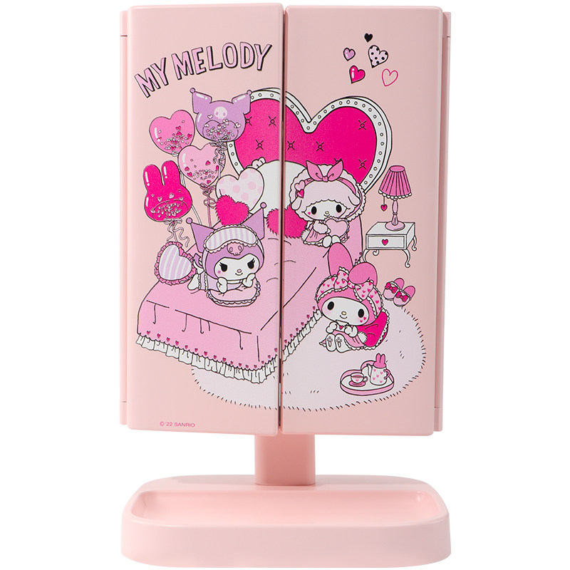 Miniso Melody and Kuromi Tri-Fold LED Light Makeup Mirror - Desktop ...