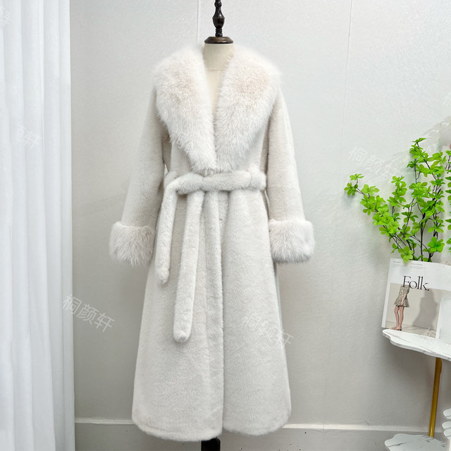 2024 new fur one-piece coat imitation mink fur women's fox fur collar ...