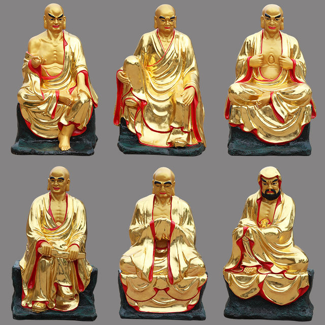 Temple Eighteen Luo Han statues 18 Luohan statue of glass fiber ...