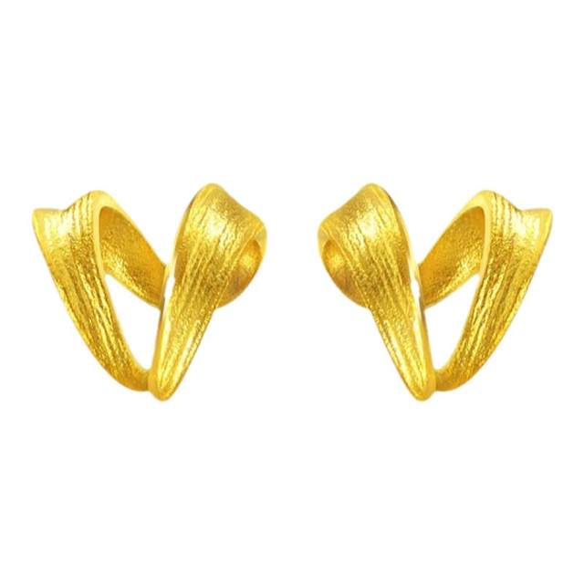 Chow Sang Sang Jewelry Gold Pure Gold Tree Pattern Ribbon Earrings Gold ...