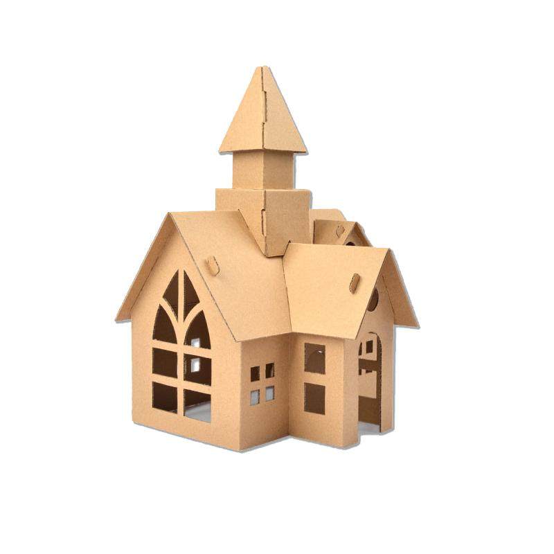Handmade Children's Cardboard House Kit - DIY Building Model Toy