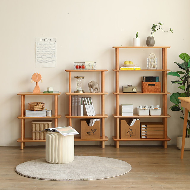 Solid wood bookshelf multi -layer storage rack landing storage frame ...