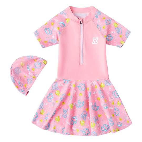 Girls Swimsuit for 6-Year-Olds, Conjoined Princess Baby Sunscreen Swimwear