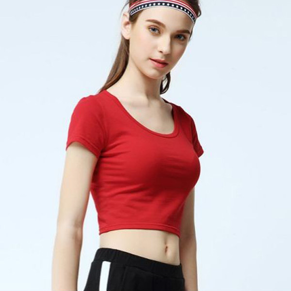 Modal short -sleeved T -shirt female big round neckline fitness big red ...