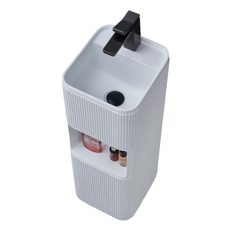 Bathroom Small Column Wash Basin with Artistic Design for Apartments