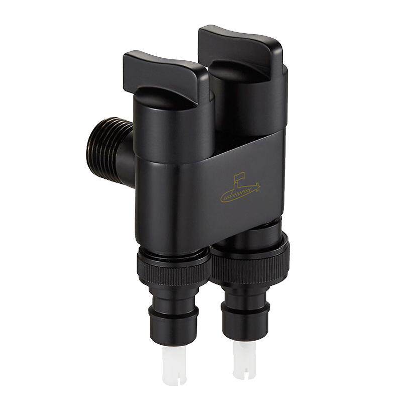 Submarine Black Three-Way Angle Valve | Copper Triangle Valve with Switch