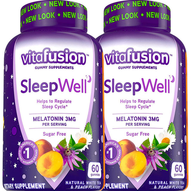 vitafusion sleepwell melatonin sleep sugar ampoule gummy 60 capsules*2 Y
