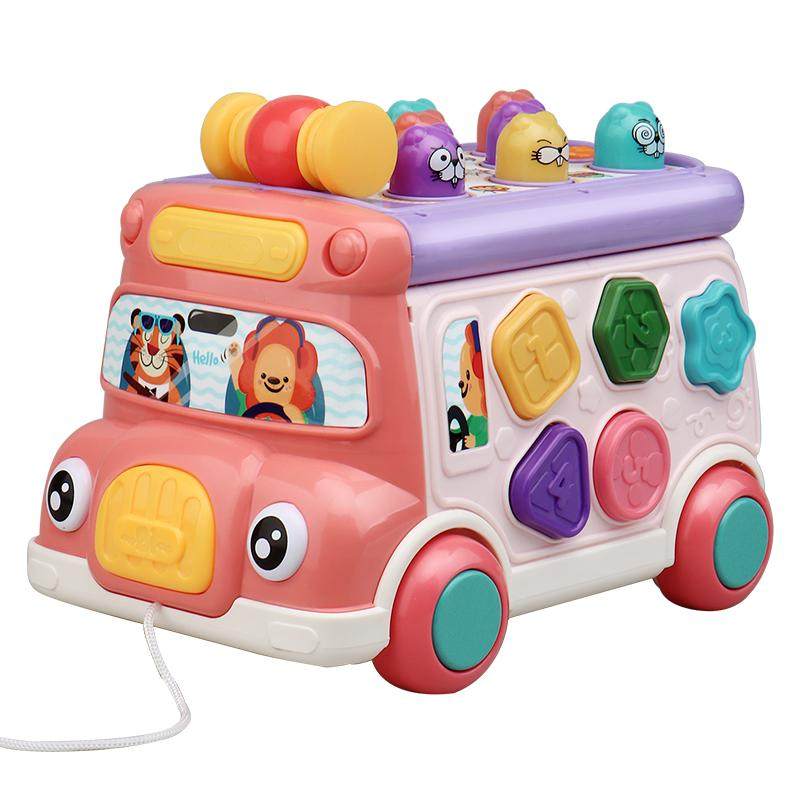 Baby Toys Whack-a-Mole Music Pull String Baby 1 Car Bus Cese Le Shape ...
