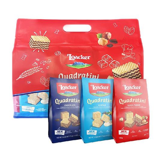 Loacker Wafer Biscuits - Hazelnut, Chocolate & Vanilla - 375g (3 x 125g)